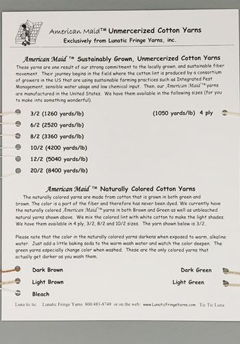 American Maid Naturally Colored Cotton Sample Card – Lone Star Loom Room