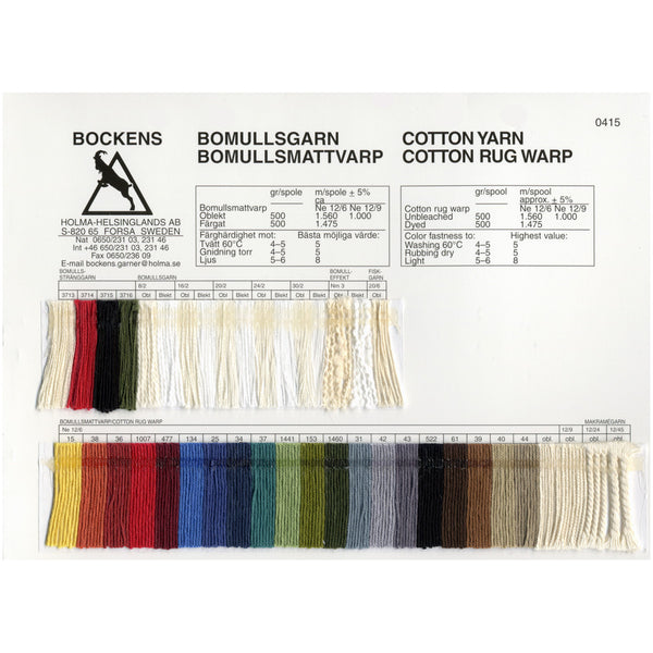 12/6 Cotton Rug Warp Sample Card – Lone Star Loom Room